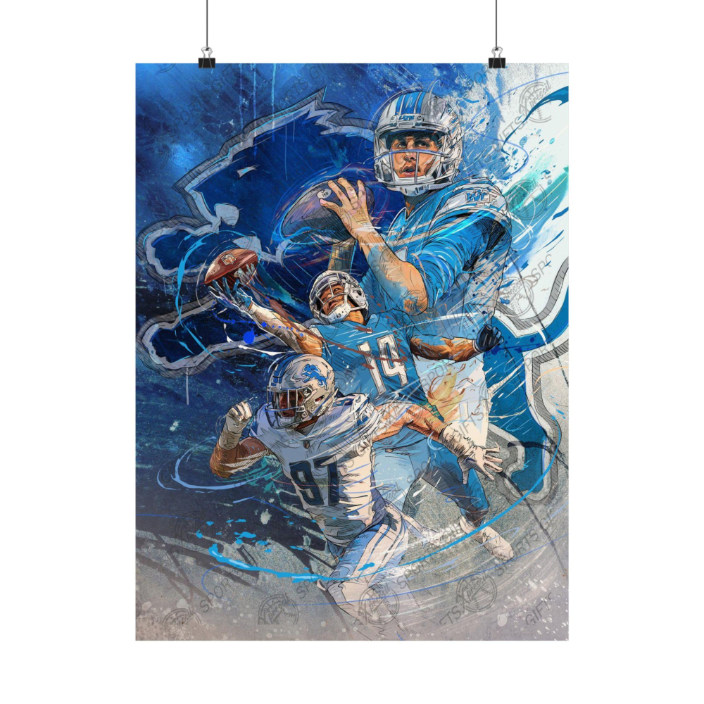 Jared Goff, Amon-Ra St. Brown & Aidan Hutchinson Lions 36x24 Poster ...