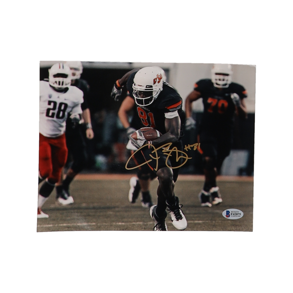Justin Blackmon Signed Oklahoma State Cowboys 8x10 Photo (Beckett ...