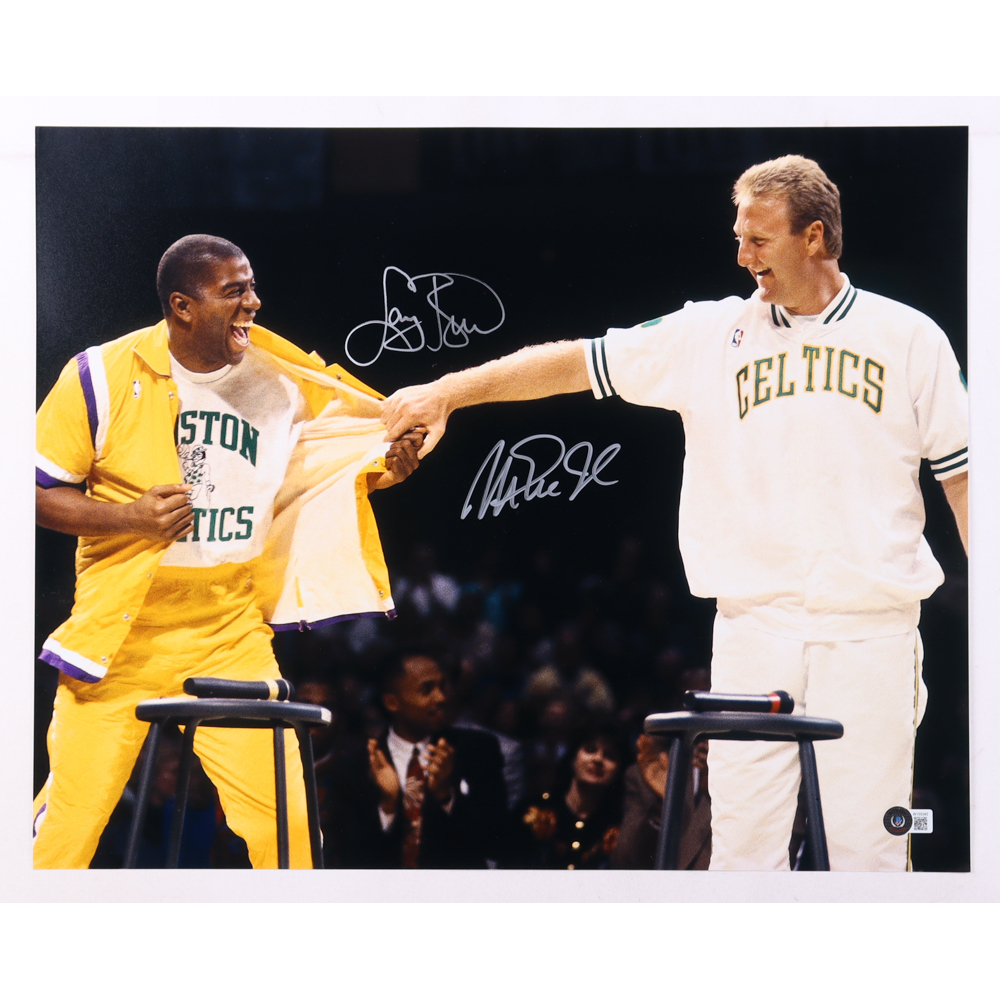 Magic Johnson & Larry Bird Signed 16x20 Photo (Beckett) | Pristine Auction