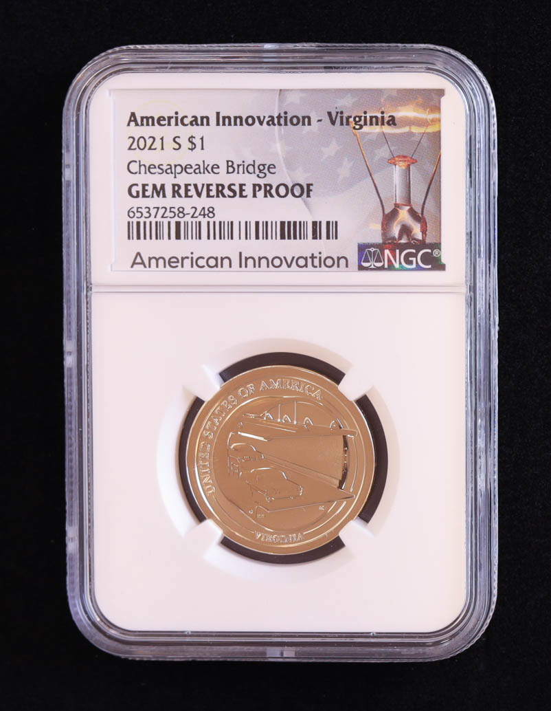2021-S American Innovation - Virginia $1 Gold Coin - Chesapeake Bridge ...