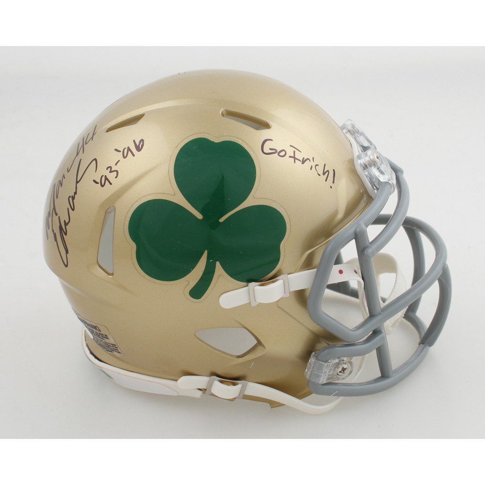 Marc Edwards Signed Notre Dame Fighting Irish Speed Mini Helmet Inscribed "'93-'96" & "Go Irish ...