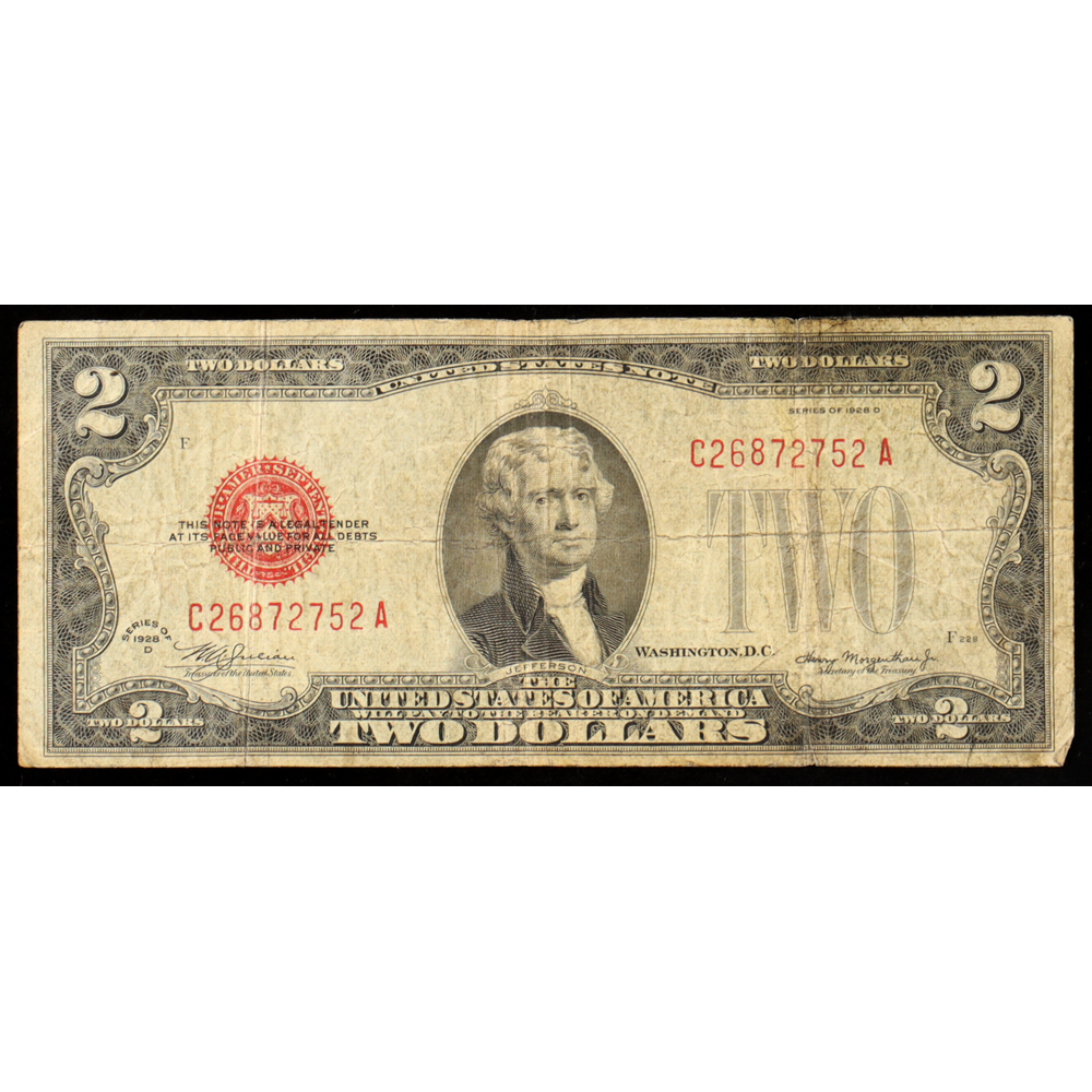 1928-D United States Legal Tender $2 Two Dollar Bank Note | Pristine ...