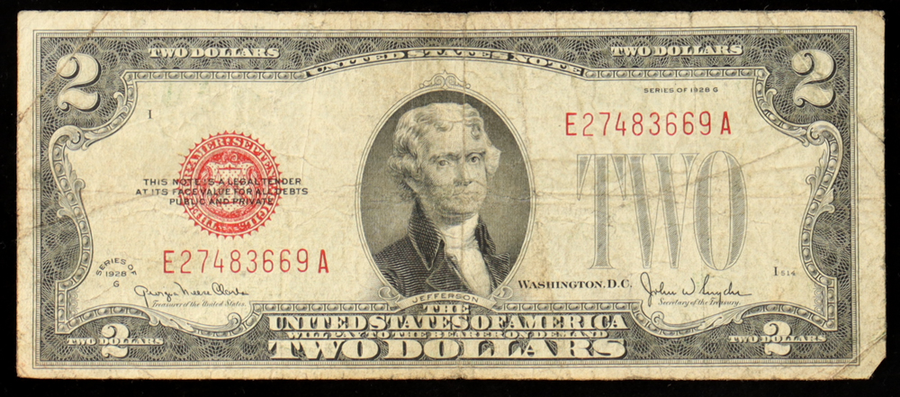 1928-G United States Legal Tender $2 Two Dollar Bank Note | Pristine ...
