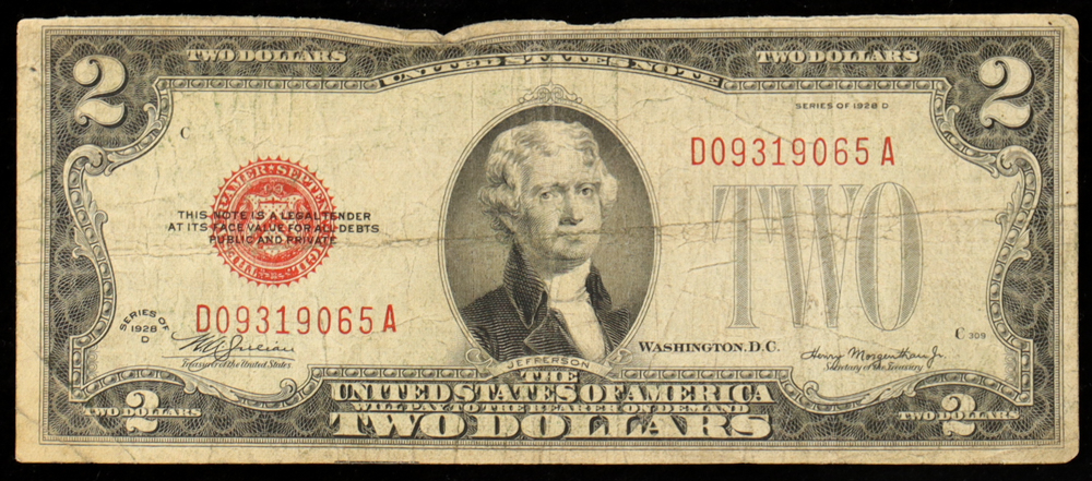 1928-D United States Legal Tender $2 Two Dollar Bank Note | Pristine ...
