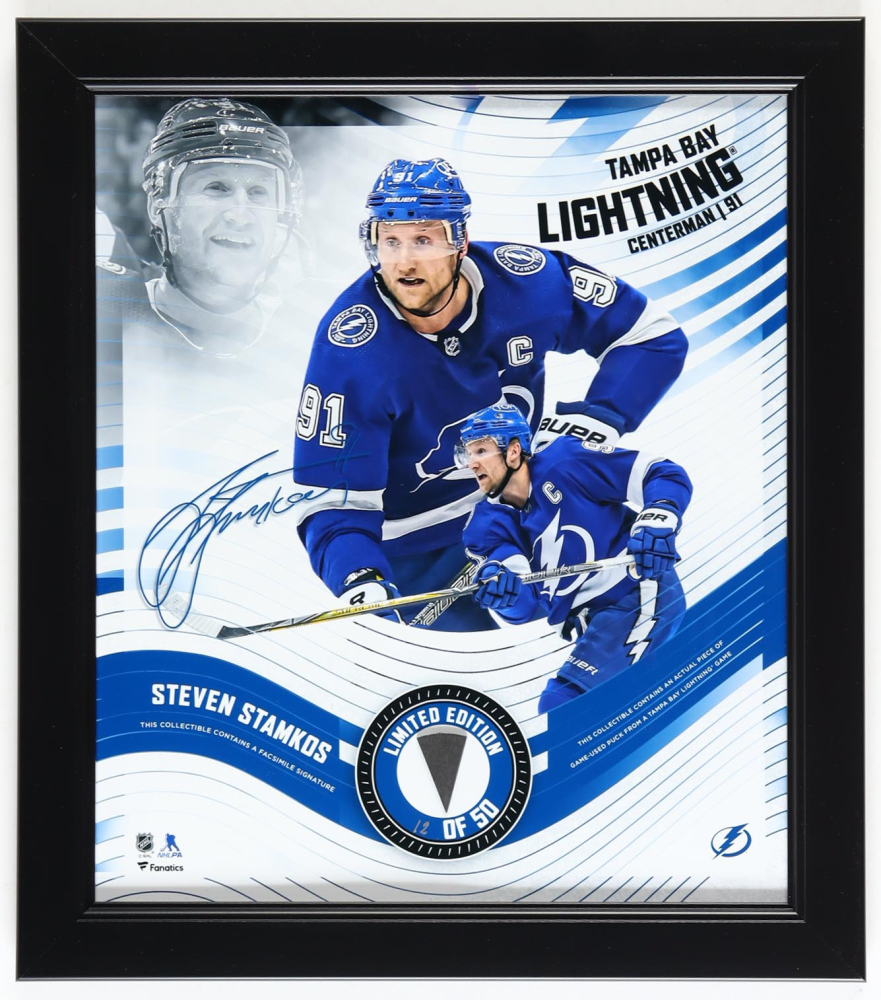 Steven Stamkos LE Lightning Custom Framed Game-Used Puck Piece Display ...
