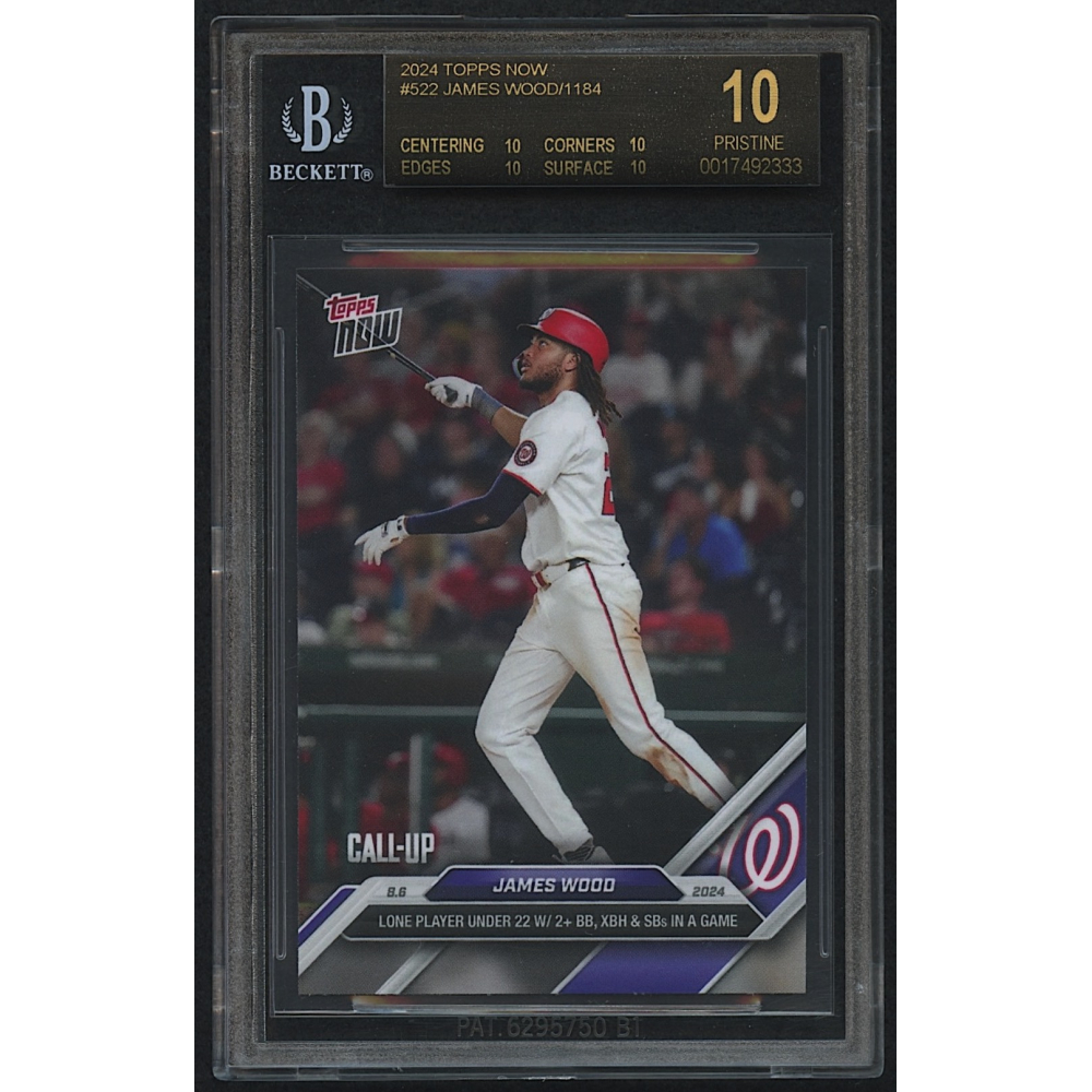 James Wood 2024 Topps Now "Call-Up" #522 RC (BGS Black Label 10 ...