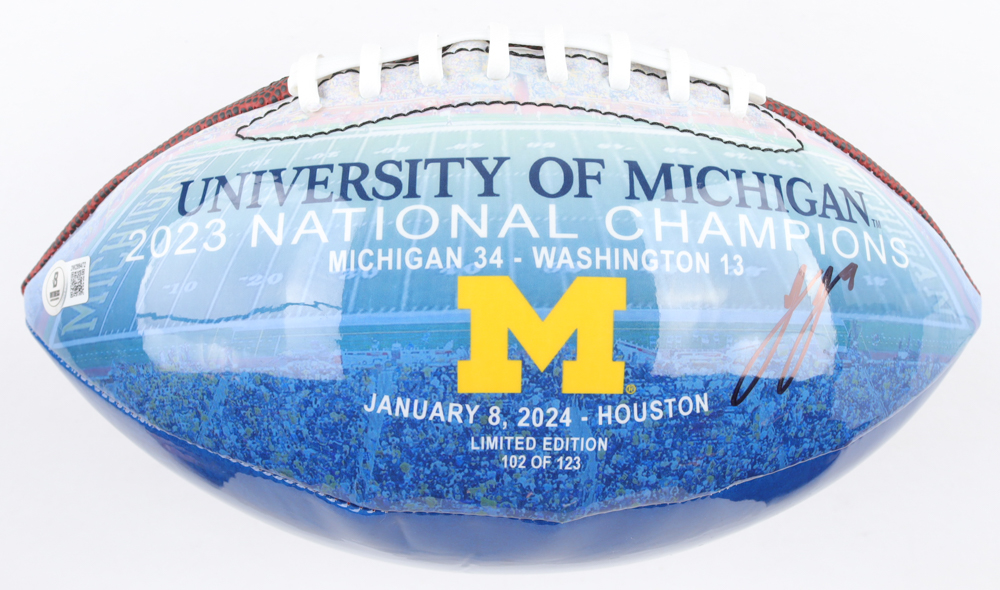 J.J. McCarthy Signed LE Michigan Wolverines 2023 National Champions ...