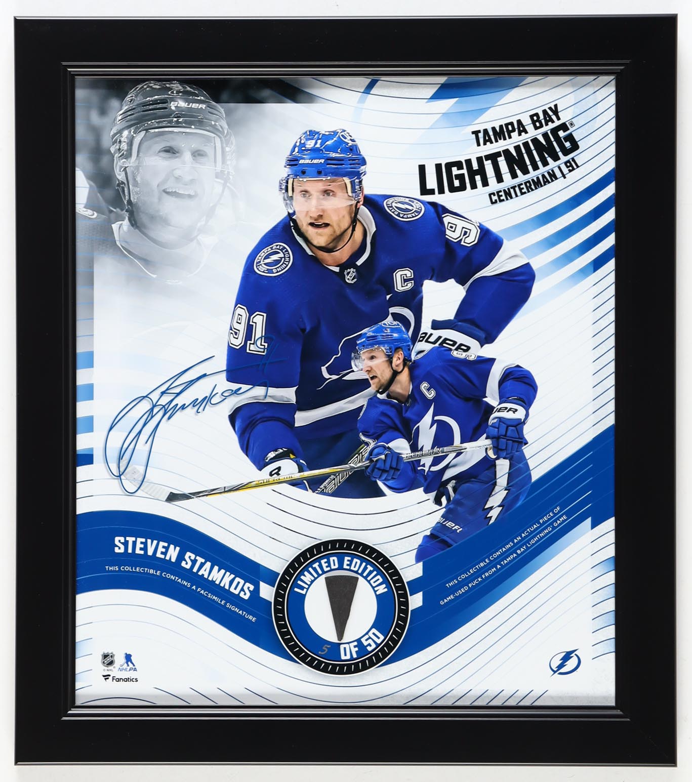 Steven Stamkos LE Lightning Custom Framed Game-Used Puck Piece Display ...