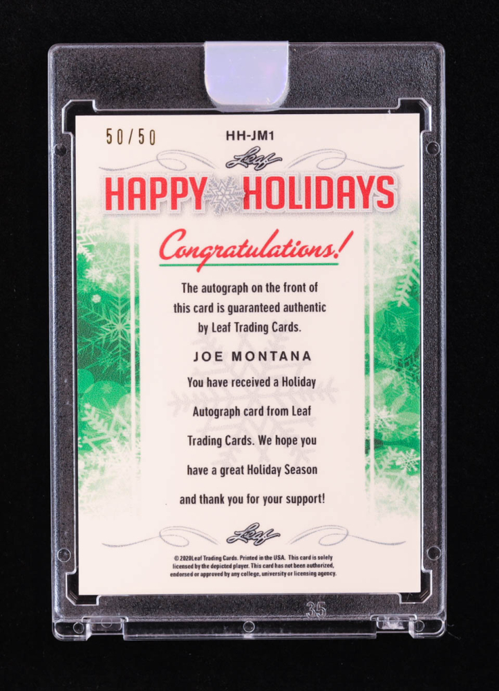 Joe Montana 2020 Leaf Happy Holidays Prismatic Silver Autograph #HHJM1 ...