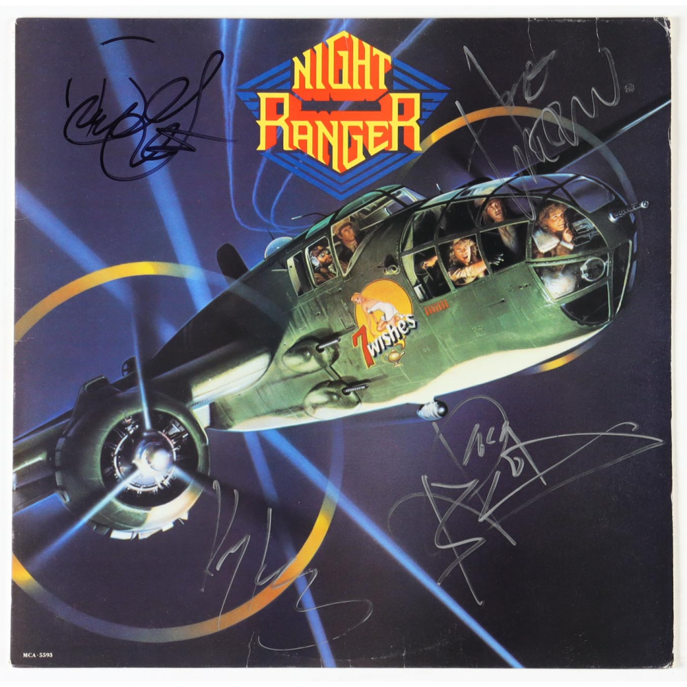 Night Ranger "7 Wishes" Album Sleeve Band-Signed by (4) with Jack ...