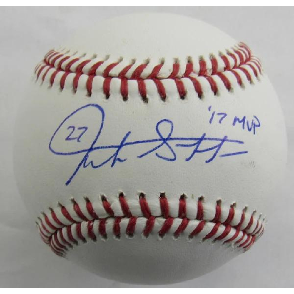 Giancarlo Stanton Signed OML Baseball Inscribed "17 MVP" (JSA ...