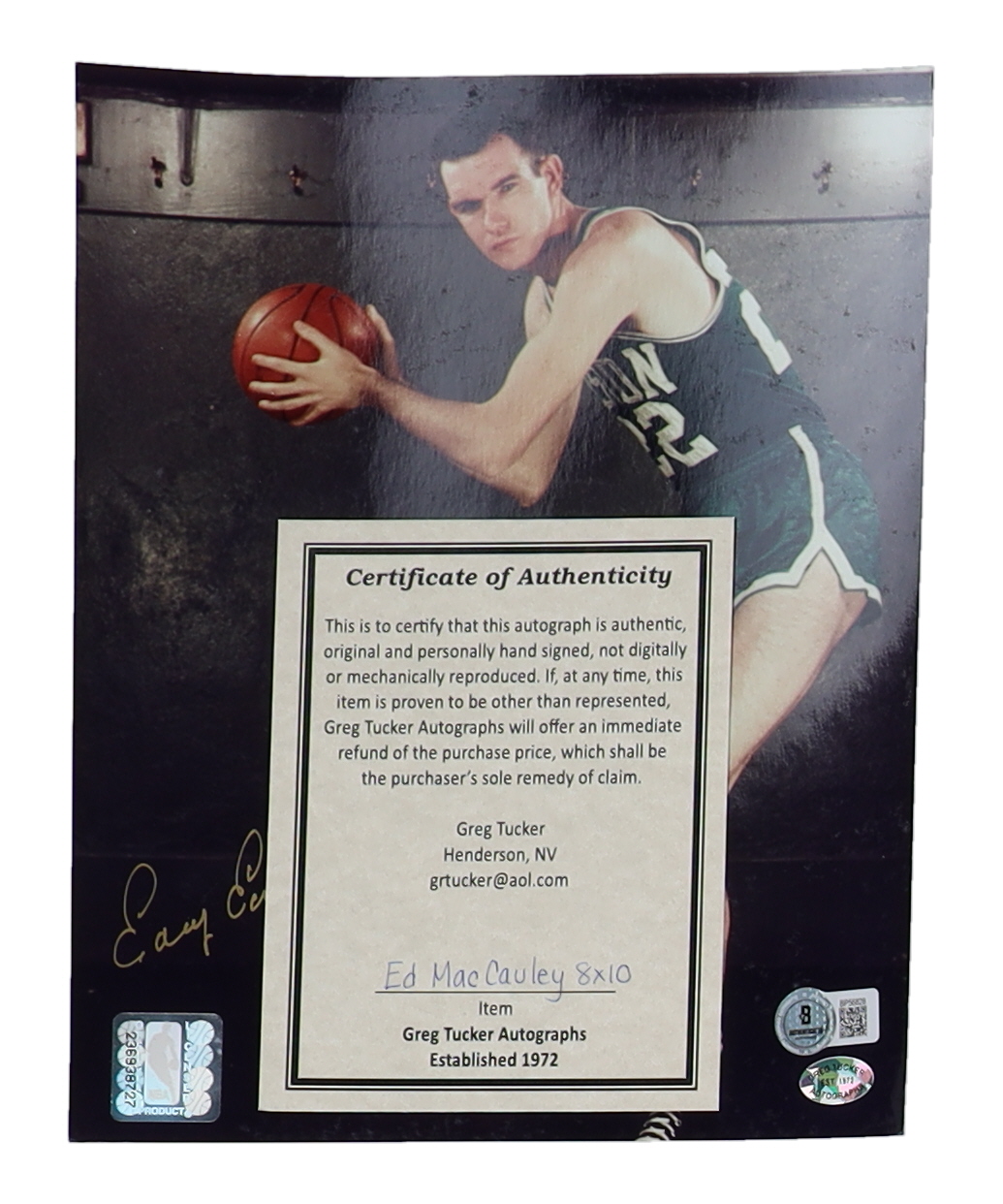 Ed Macauley Signed Hawks 8x10 Photo (Beckett) | Pristine Auction