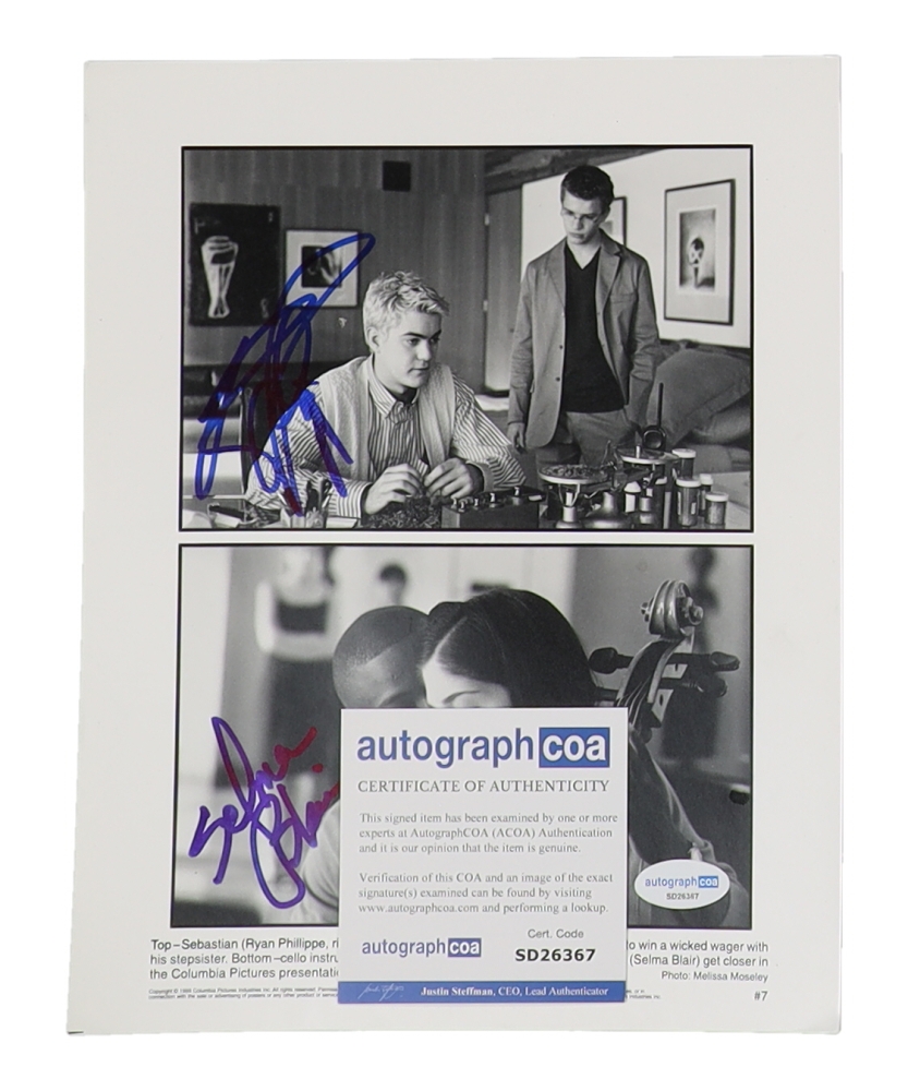Ryan Phillippe & Selma Blair Signed "Cruel Intentions" 8x10 Photo (ACOA ...