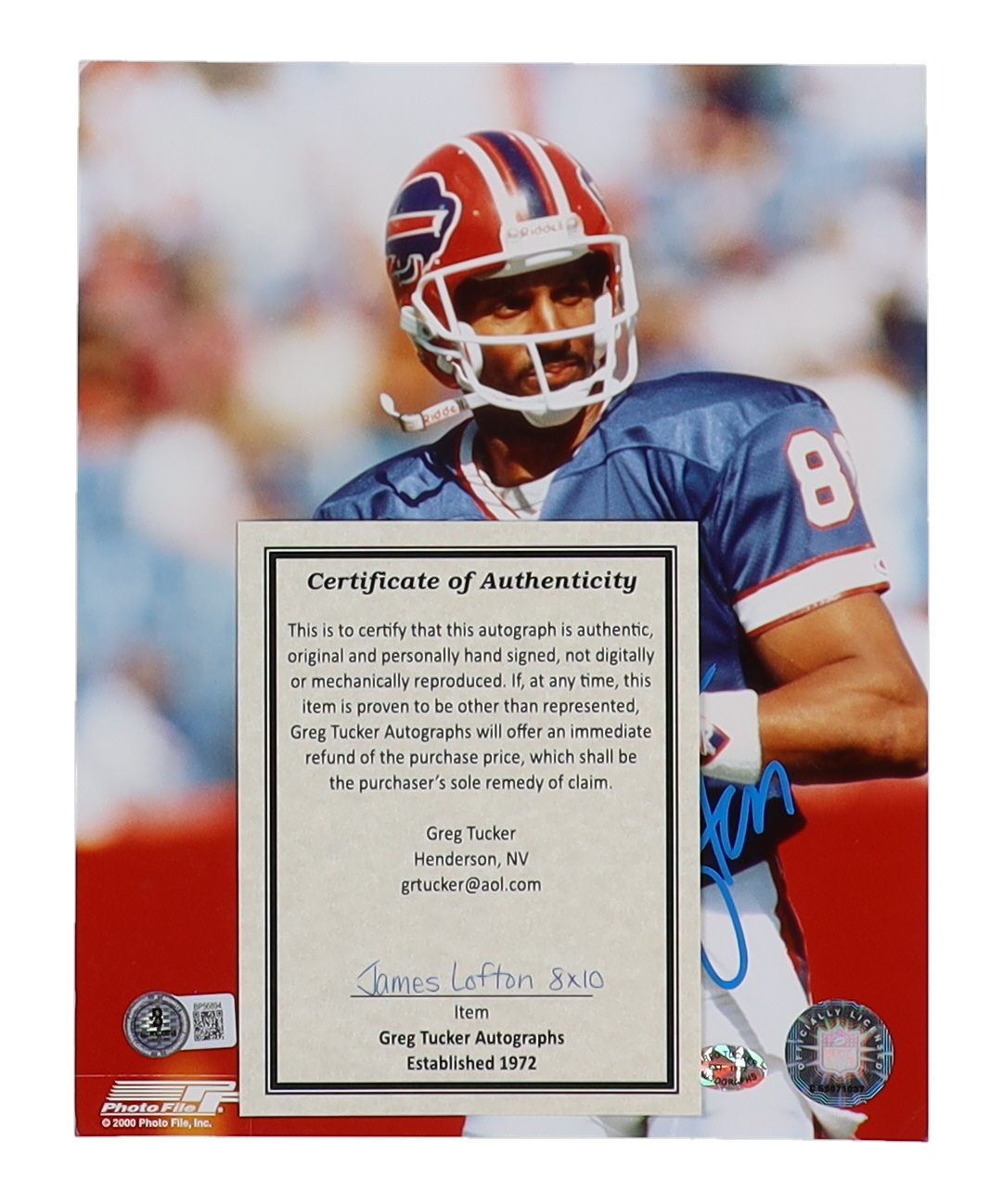 James Lofton Signed Bills 8x10 Photo (Beckett) | Pristine Auction