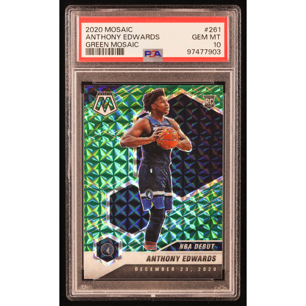Anthony Edwards 2020-21 Panini Mosaic Mosaic Green #261 RC (PSA 10) | Pristine Auction