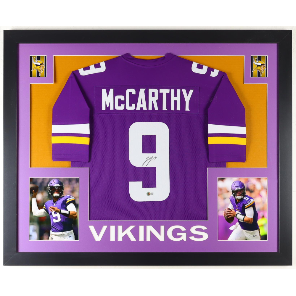 J.J. McCarthy Signed Custom Framed Jersey Display (Beckett) | Pristine ...