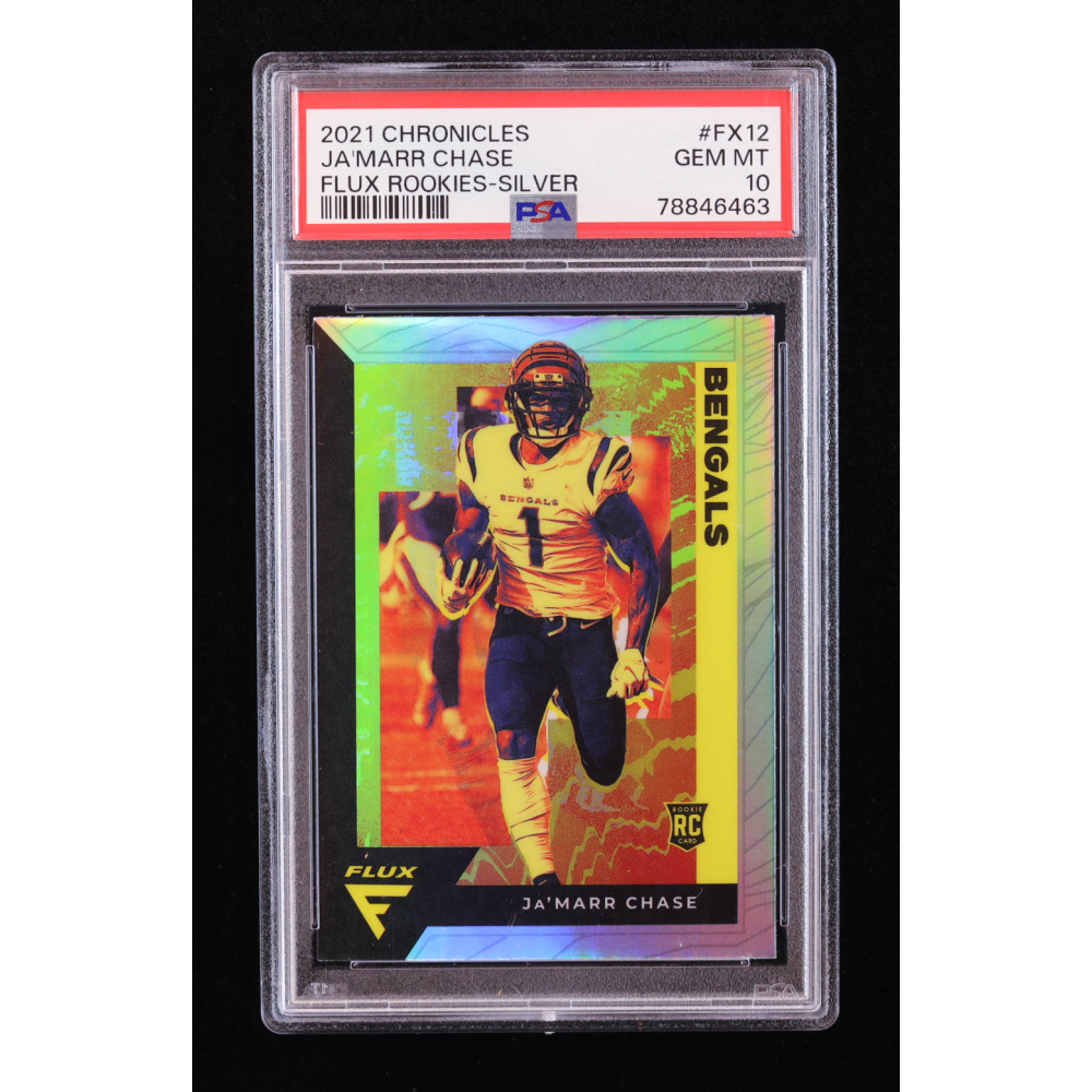 Ja'Marr Chase 2021 Panini Chronicles Flux Rookies Silver #12 RC (PSA 10 ...