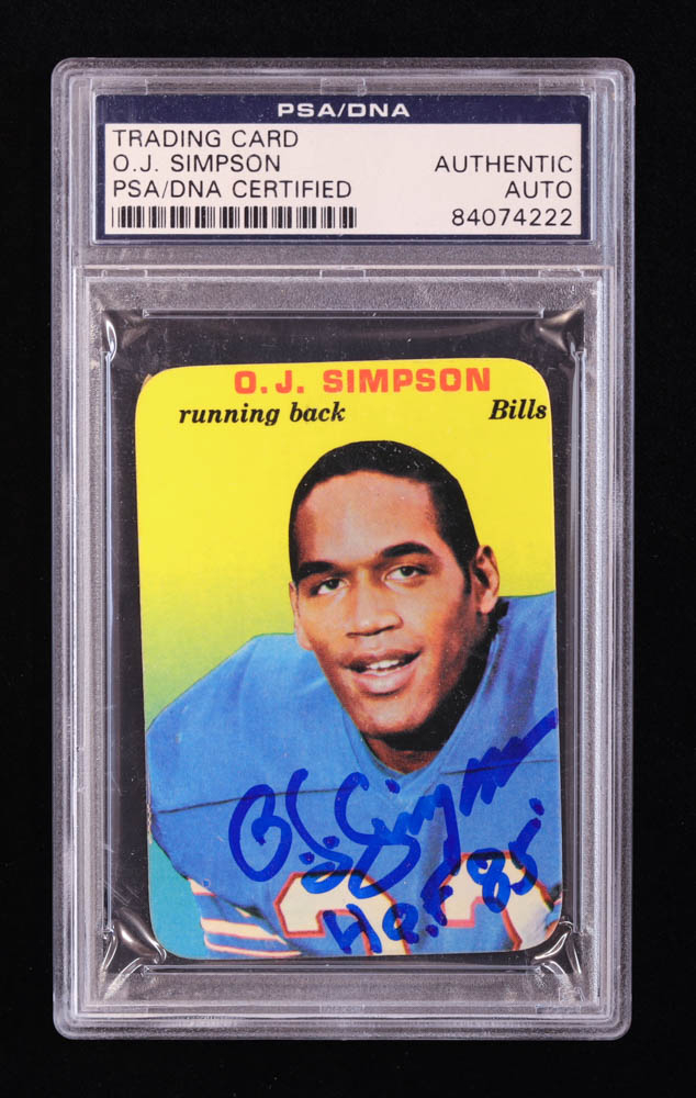 O.J. Simpson Signed 1970 Topps Glossy Inserts #22 Inscribed "HOF 85 ...