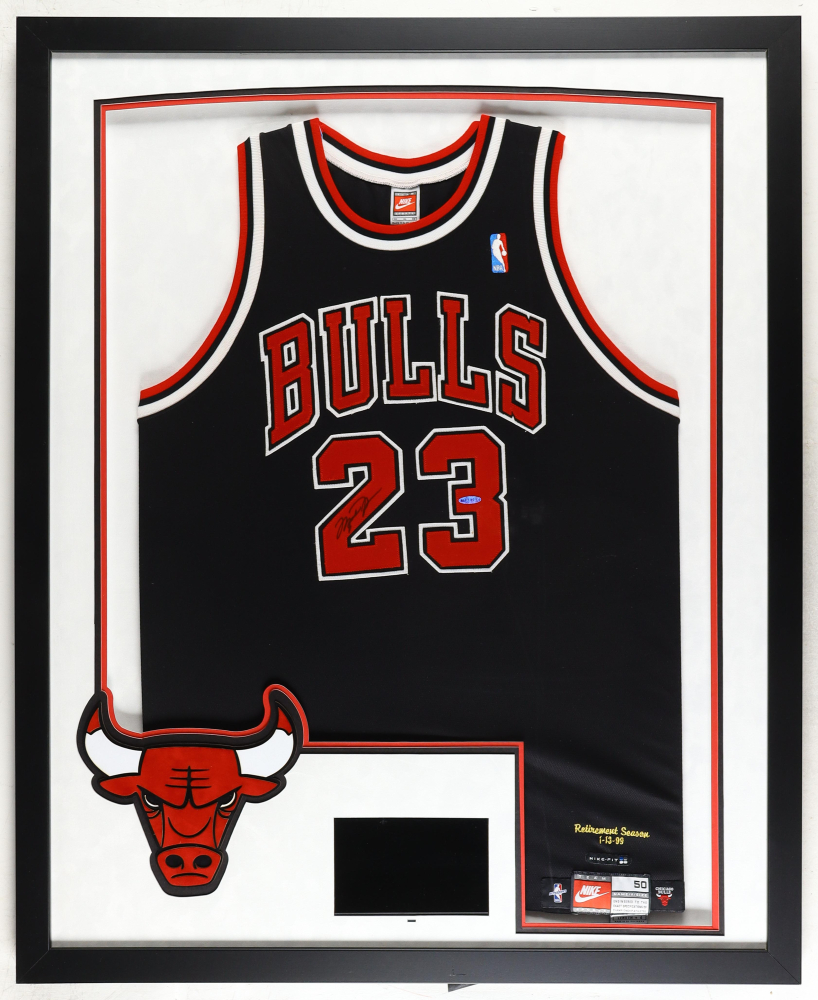 Michael Jordan Signed Authentic Bulls "1-13-99 Retirement Season" Custom Framed LED Jersey with ...