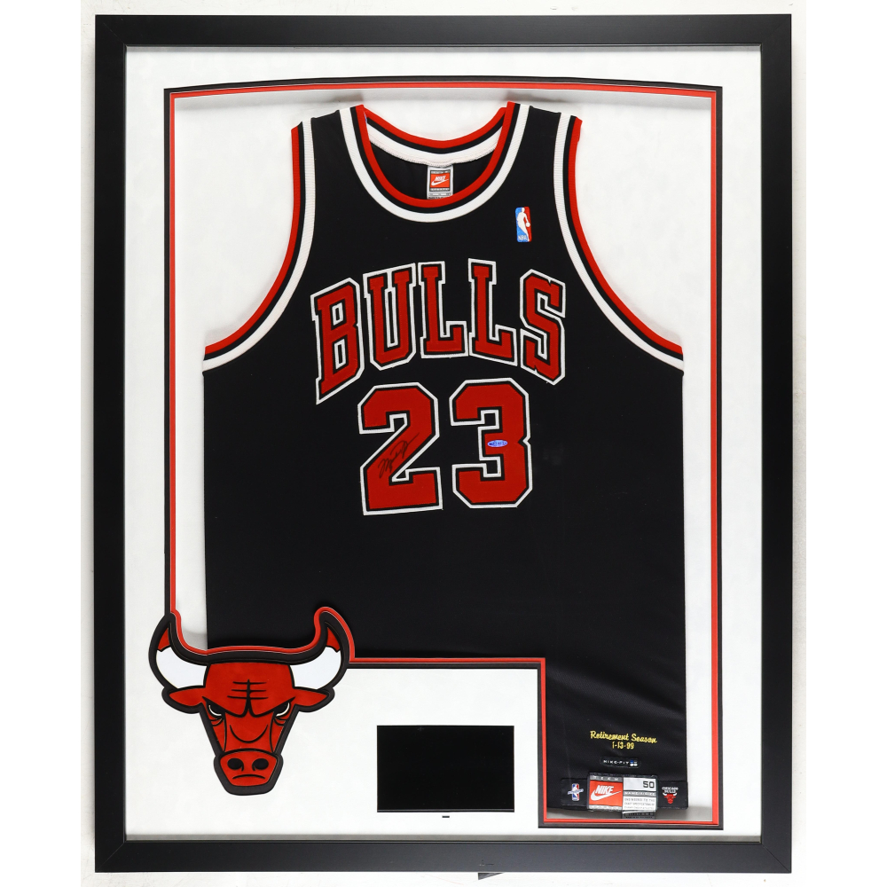 Michael Jordan Signed Authentic Bulls "1-13-99 Retirement Season" Custom Framed LED Jersey with ...