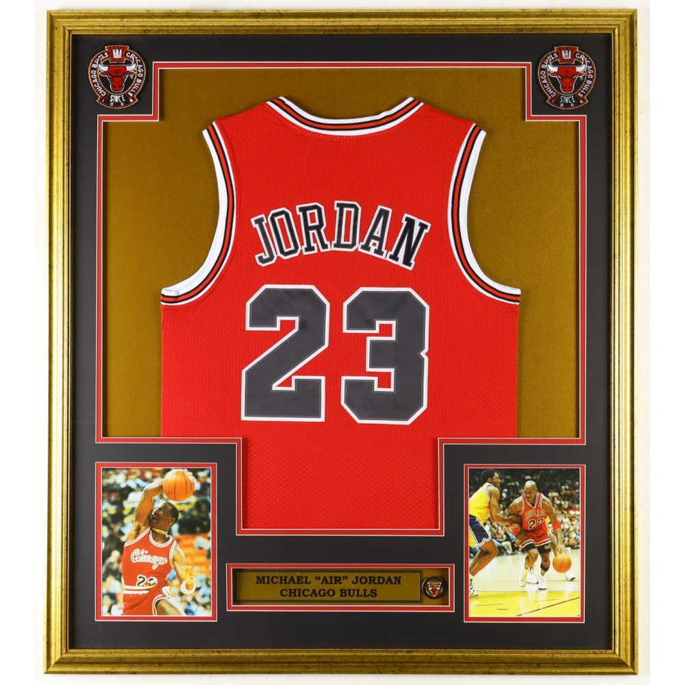 Michael Jordan Custom Framed Jersey Display With 5x Championship Pin ...