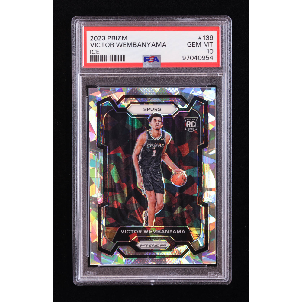 Victor Wembanyama 2023-24 Panini Prizm Prizms Ice #136 RC (PSA 10) | Pristine Auction