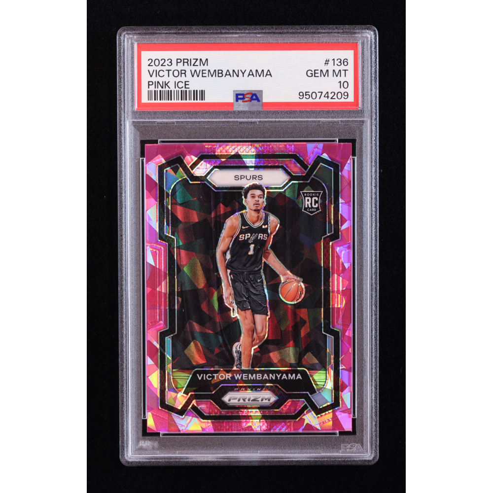 Victor Wembanyama 2023-24 Panini Prizm Prizms Pink Ice #136 RC (PSA 10) | Pristine Auction