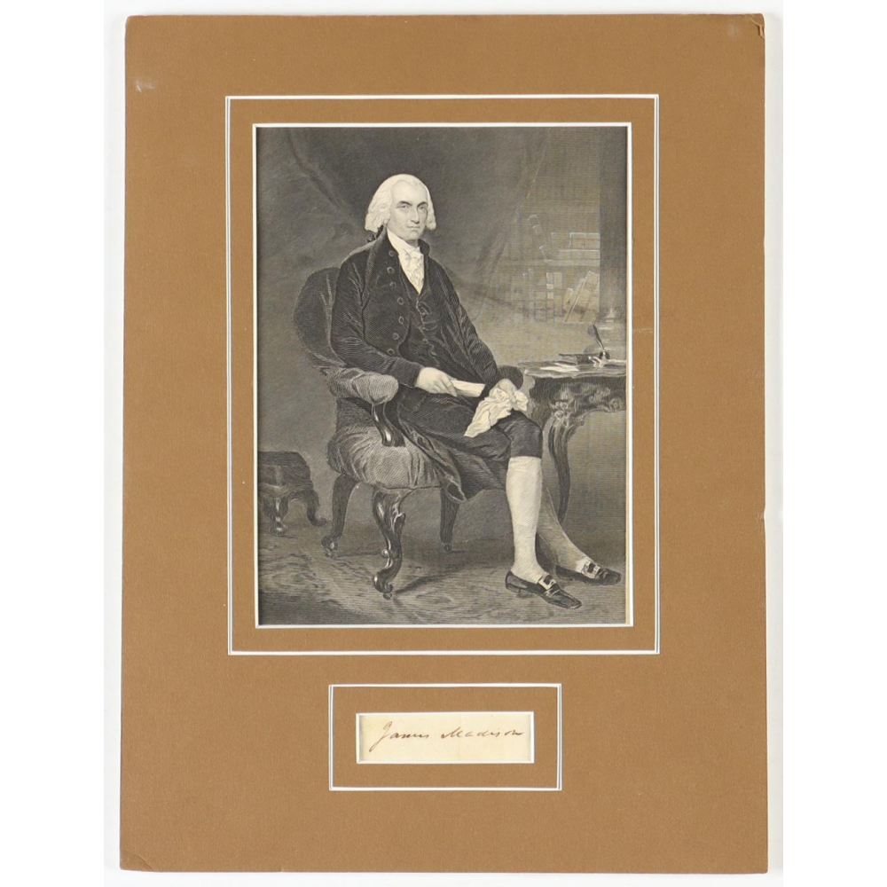 James Madison Signed Hand-Written Custom Matted Cut Display (Beckett ...