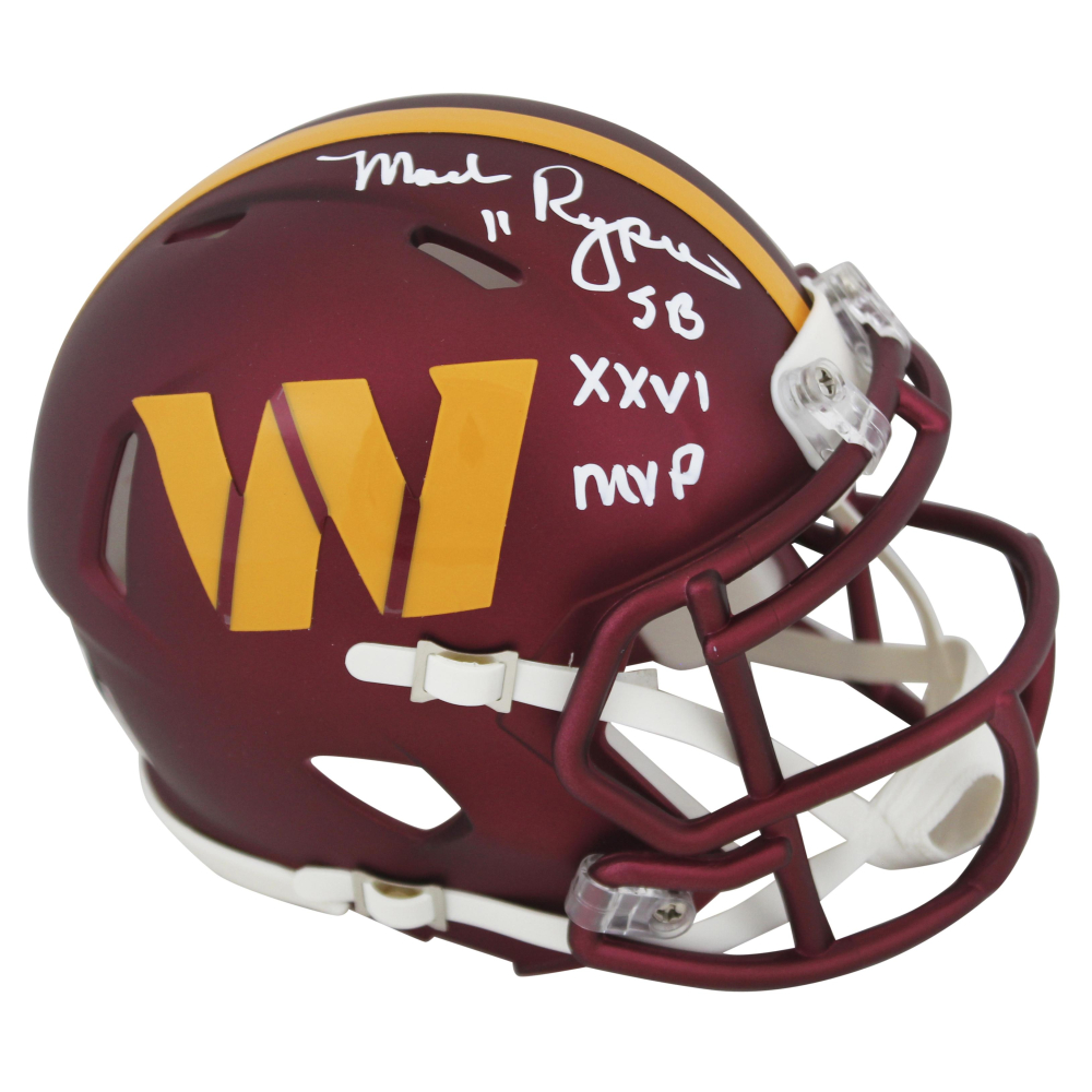 Mark Rypien Signed Commanders Speed Mini Helmet "SB XXVI MVP" (Beckett ...