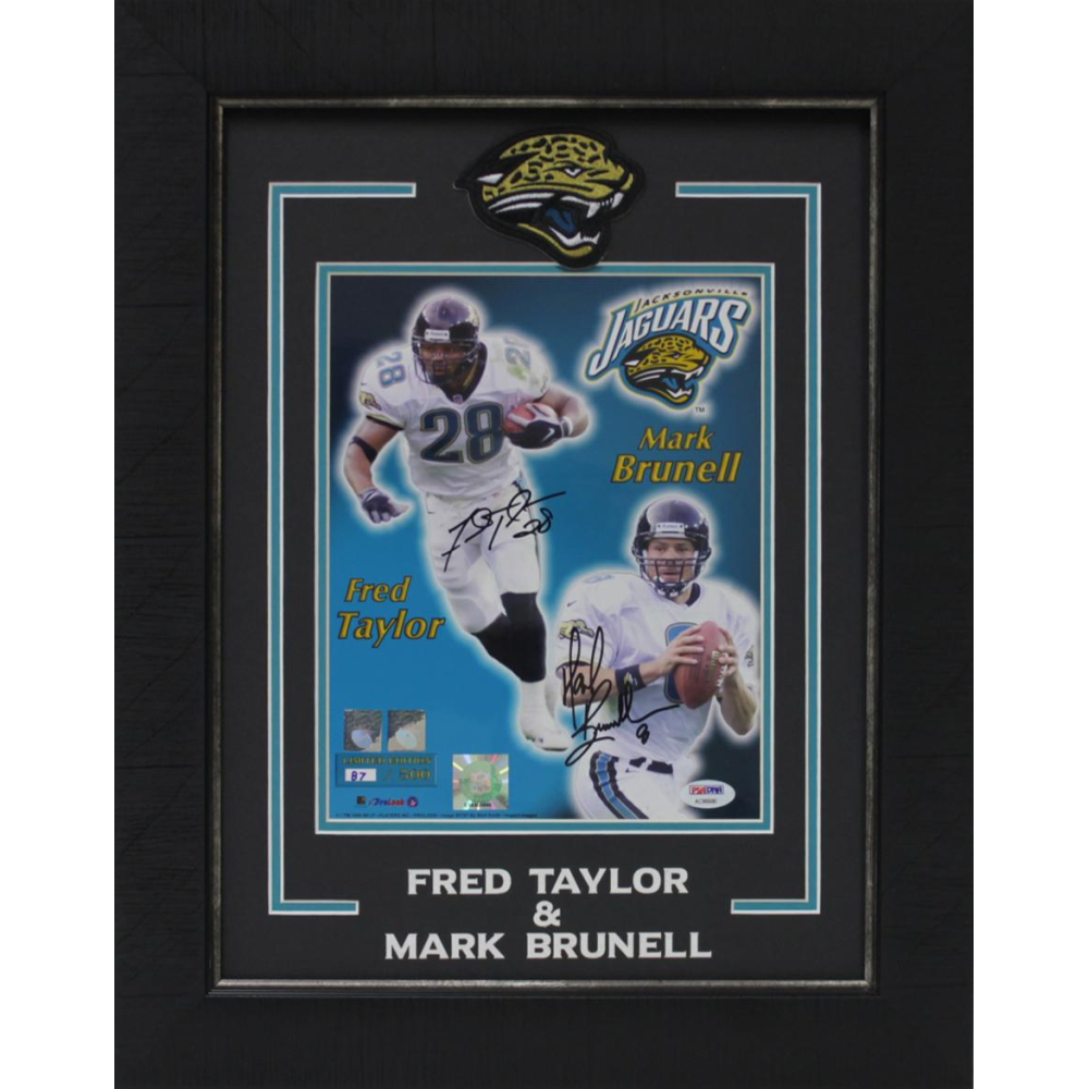 Fred Taylor & Mark Brunell signed Jaguars Framed Photo Display (Beckett ...