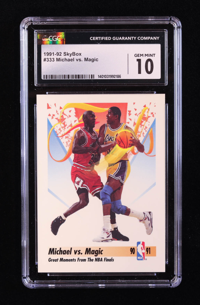 Magic Johnson vs. Michael Jordan 1991-92 SkyBox #333 FIN (CGC 10 ...
