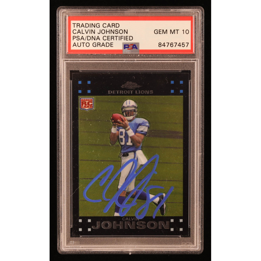 Calvin Johnson Signed 2007 Topps Chrome #TC200 RC (PSA | Auto 10 ...