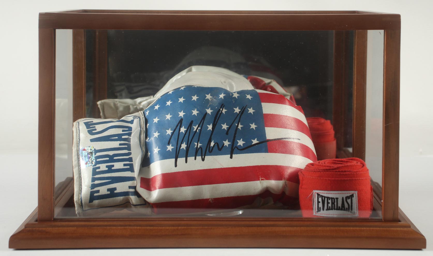 Mike Tyson Signed Everlast USA Boxing Glove with Wrist Wraps & Display ...