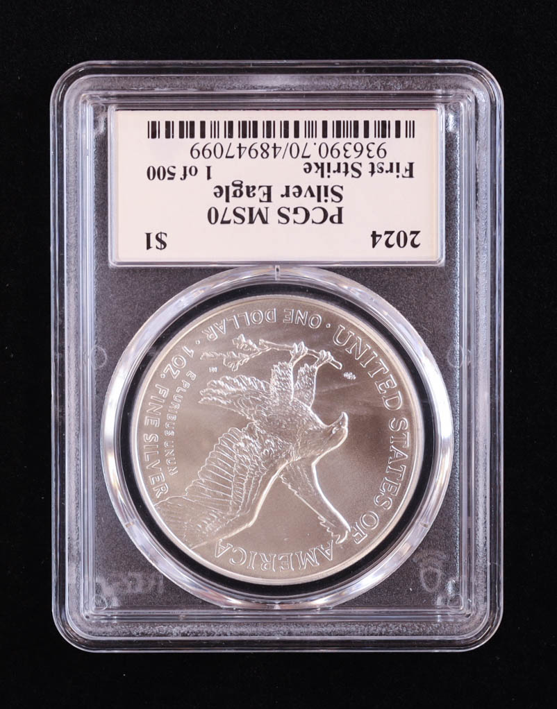 2024 American Silver Eagle, First Strike 1 of 500 - Signed by Thomas S ...