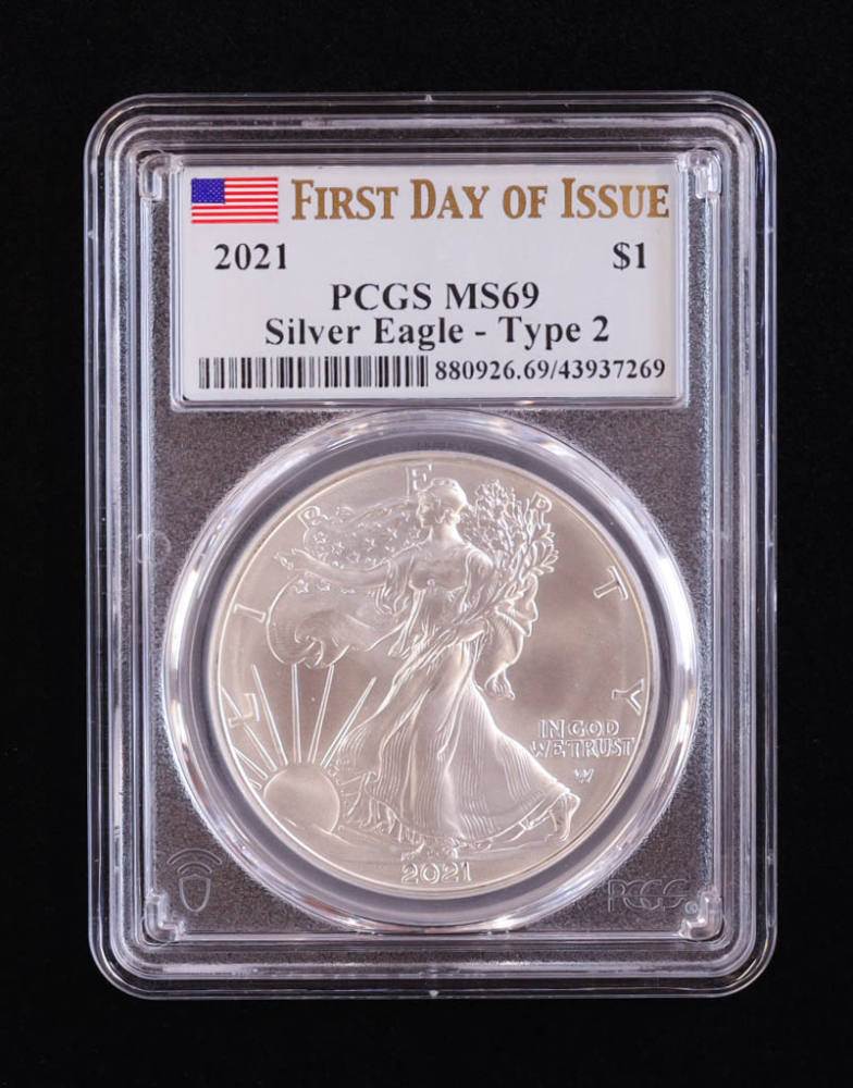 2021 American Silver Eagle, Type 2 - First Day of Issue (PCGS MS69) | Pristine Auction