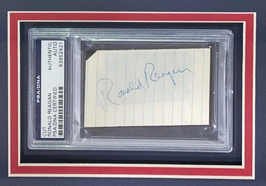 Ronald Reagan Signed Custom Framed Cut Display (PSA) | Pristine Auction