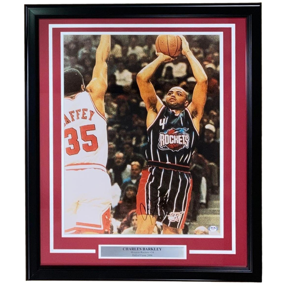 Charles Barkley Signed Rockets Custom Framed Photo (PSA) | Pristine Auction