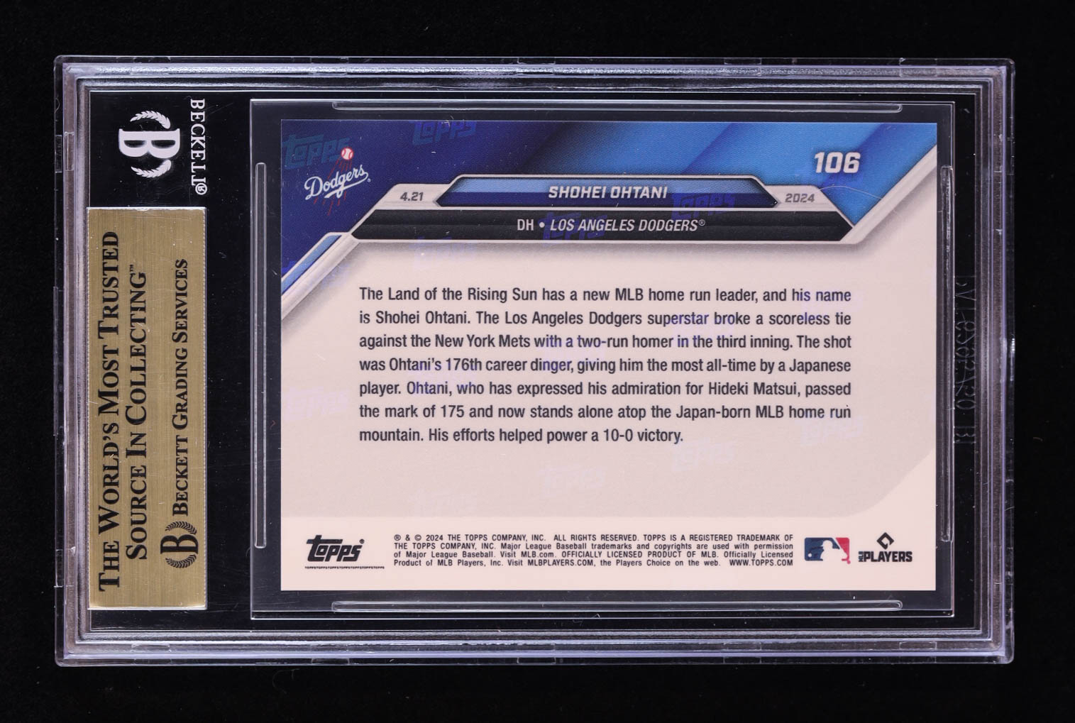 Shohei Ohtani 2024 Topps Now #106 (BGS 10) | Pristine Auction