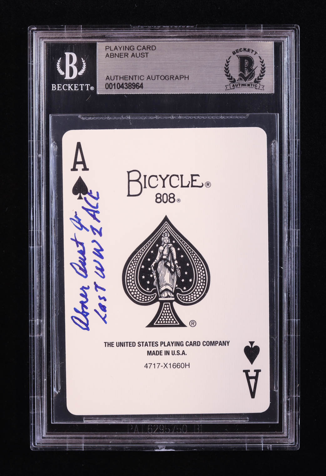 Abner Aust Signed Playing Card Inscribed "Last WW2 Ace" (BGS ...