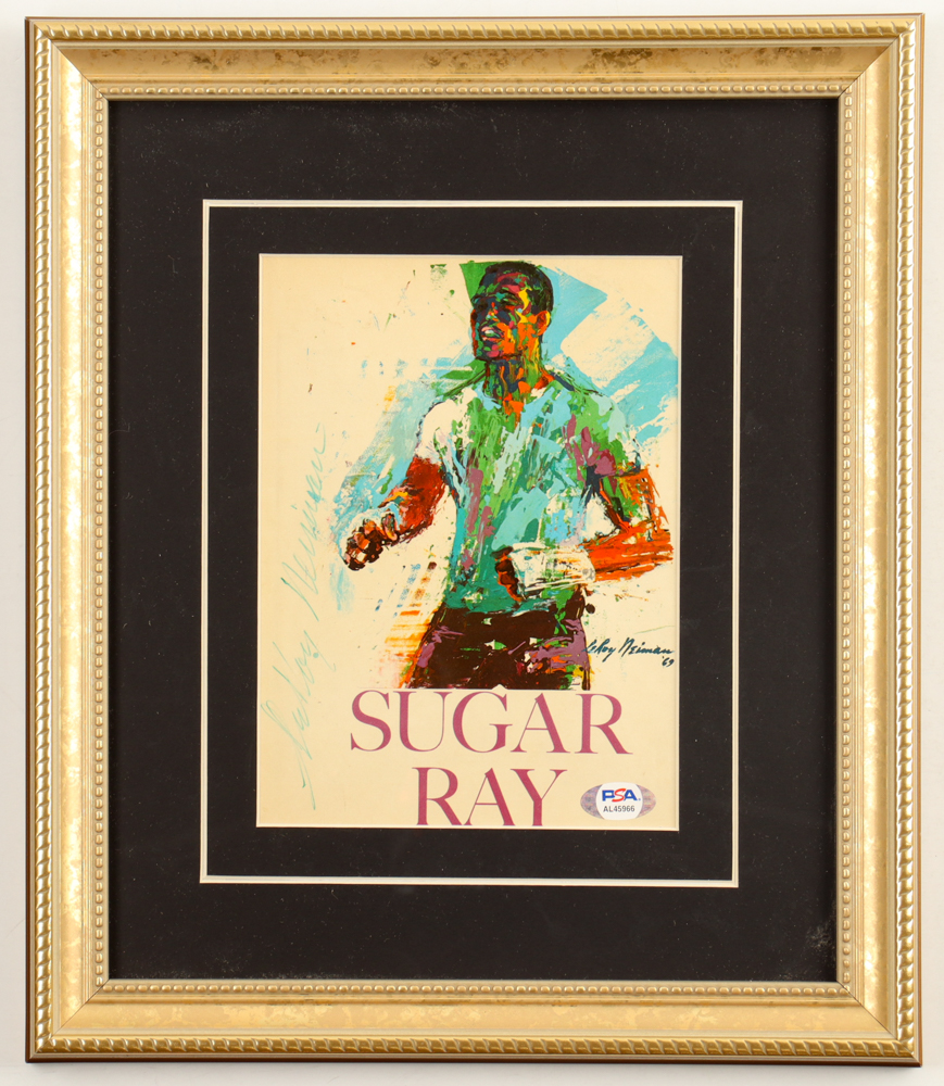 LeRoy Neiman Signed "Sugar Ray Leonard" Custom Framed Vintage Boxing ...