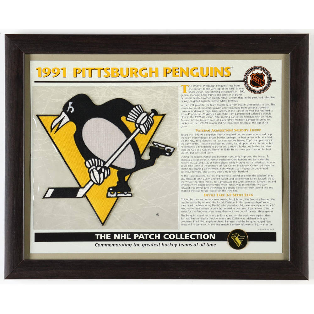 1991 Penguins Custom Framed Patch Card with Vintage Penguins Logo Pin ...