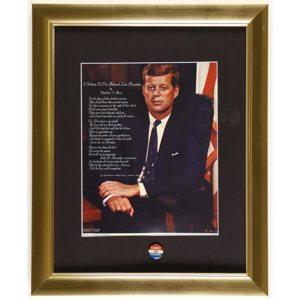 1964 Vintage John F. Kennedy Custom Framed Print with Original 1960 ...