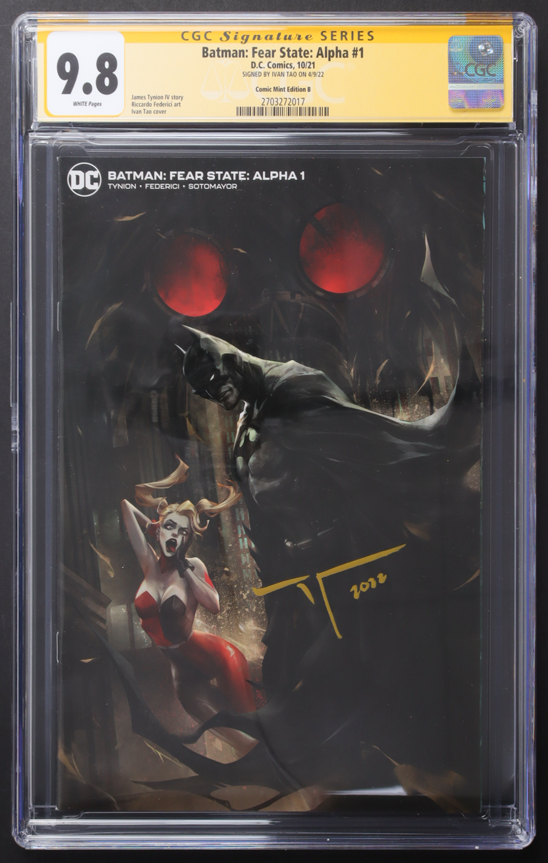 Ivan Tao Signed 2022 "Batman: Fear State: Alpha" Issue #1 DC Comic Book ...