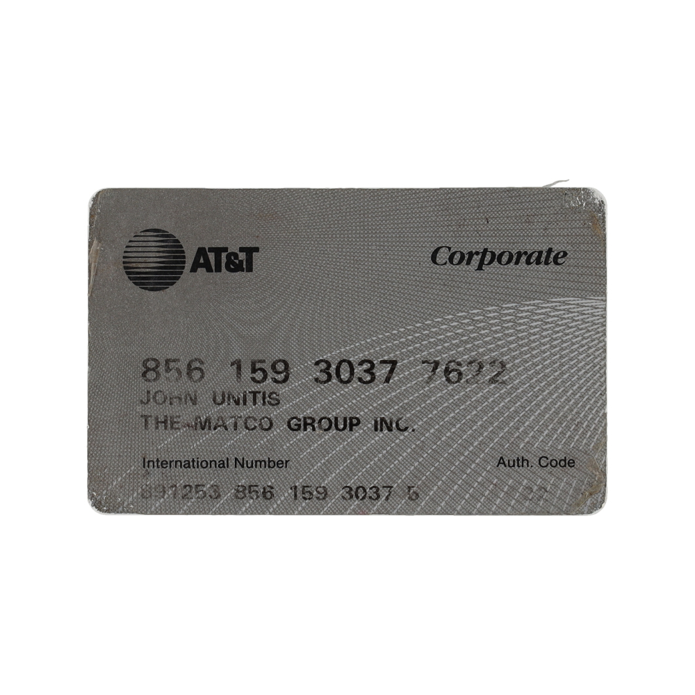 Johnny Unitas AT&T Corporate Bank Card | Pristine Auction