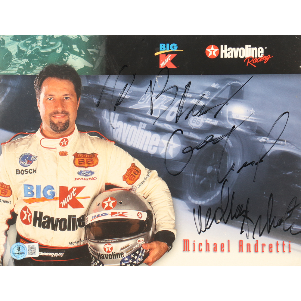 Michael Andretti Signed NASCAR 8x10 Photo Inscribed "Good Luck ...
