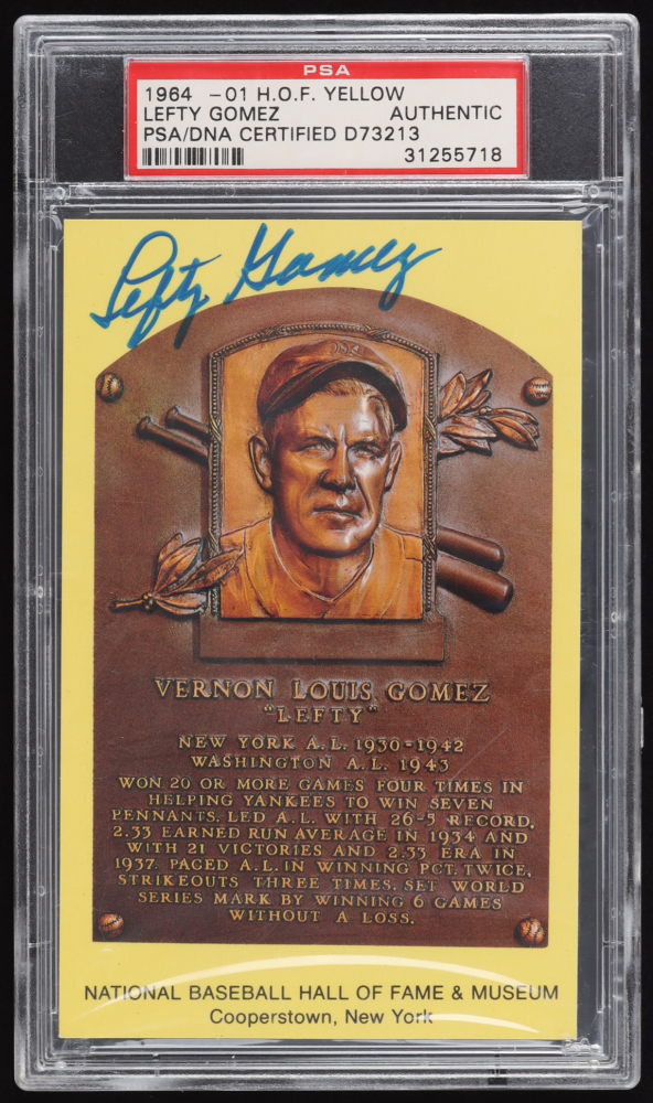Lefty Gomez Signed Hall of Fame Postcard (PSA) | Pristine Auction