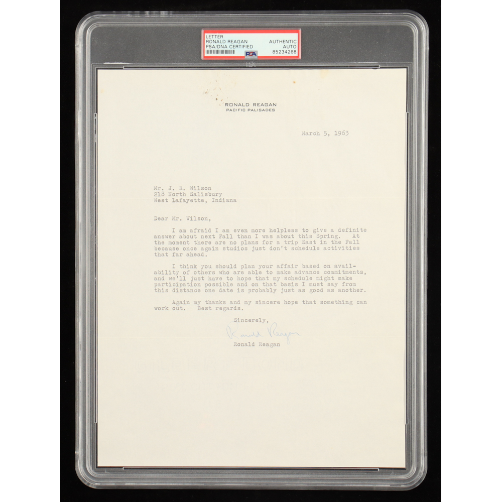 Ronald Reagan Signed 1963 Typewritten Letter (PSA) | Pristine Auction