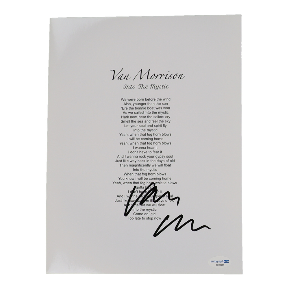 Van Morrison Signed "Into the Mystic" 8x10 Lyric Sheet (AutographCOA ...