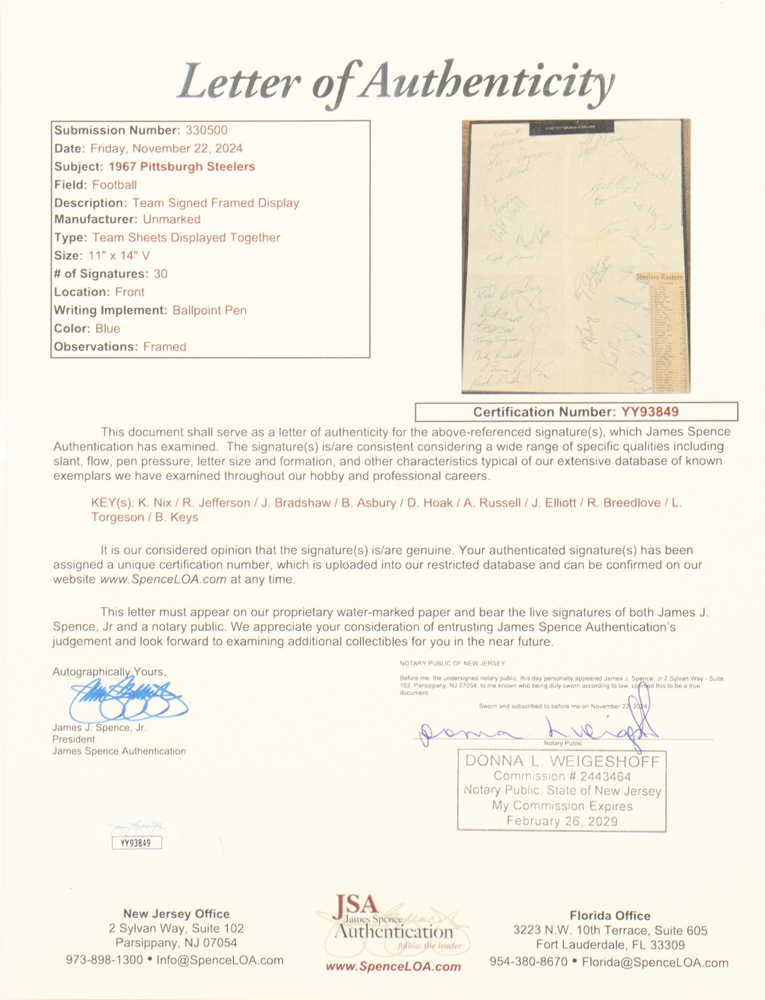 1967 Steelers Custom Frame Collage Signed by (30) with Kent Nix, Roy ...