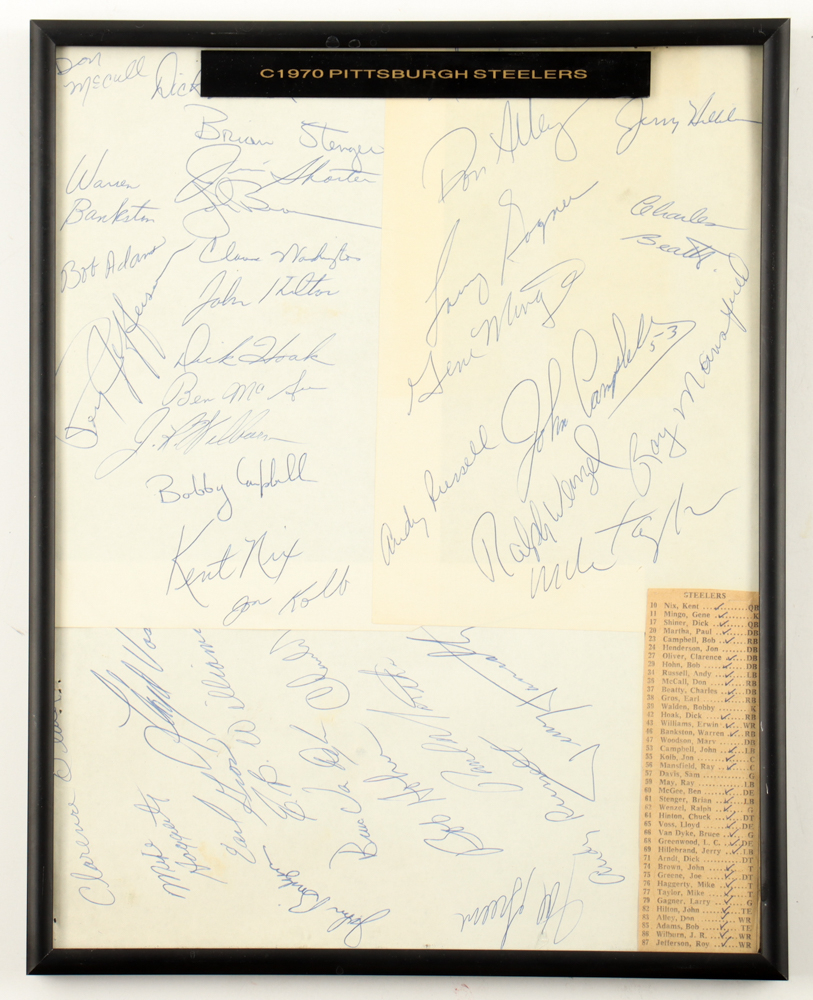 1970 Steelers Custom Frame Collage Signed by (39) with Joe Greene ...